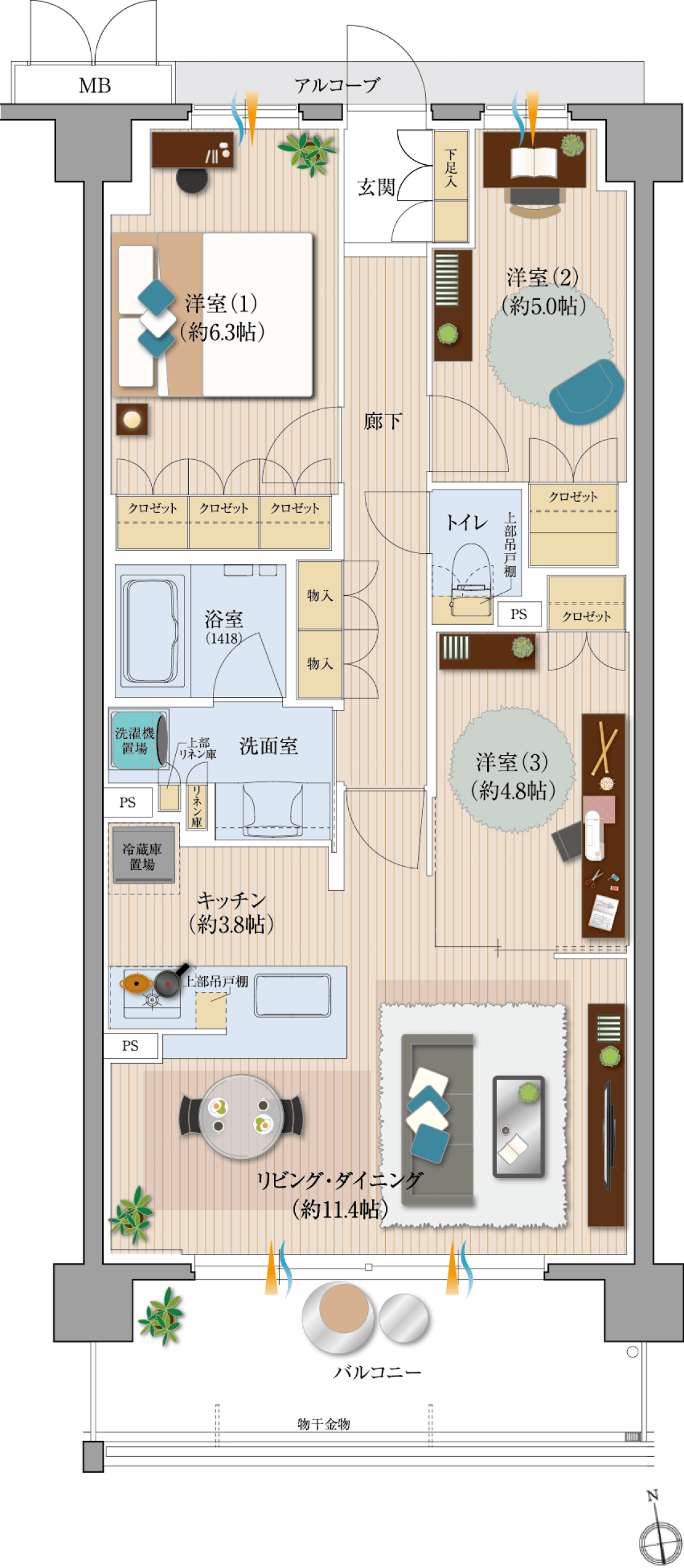 多彩な暮らしにちょうどいい3LDKプラン | 【公式】プレイズ香芝五位堂